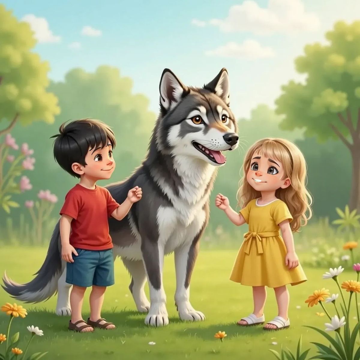 Childbook.ai - Mario, Anna, and the Friendly Wolf